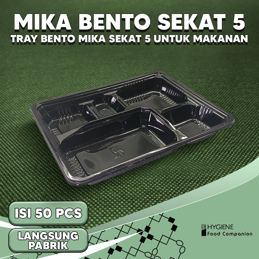 Jual Mika Bento Sekat 5 / Tray Bento Sekat 5 Tahan Panas + Tutup / Box ...