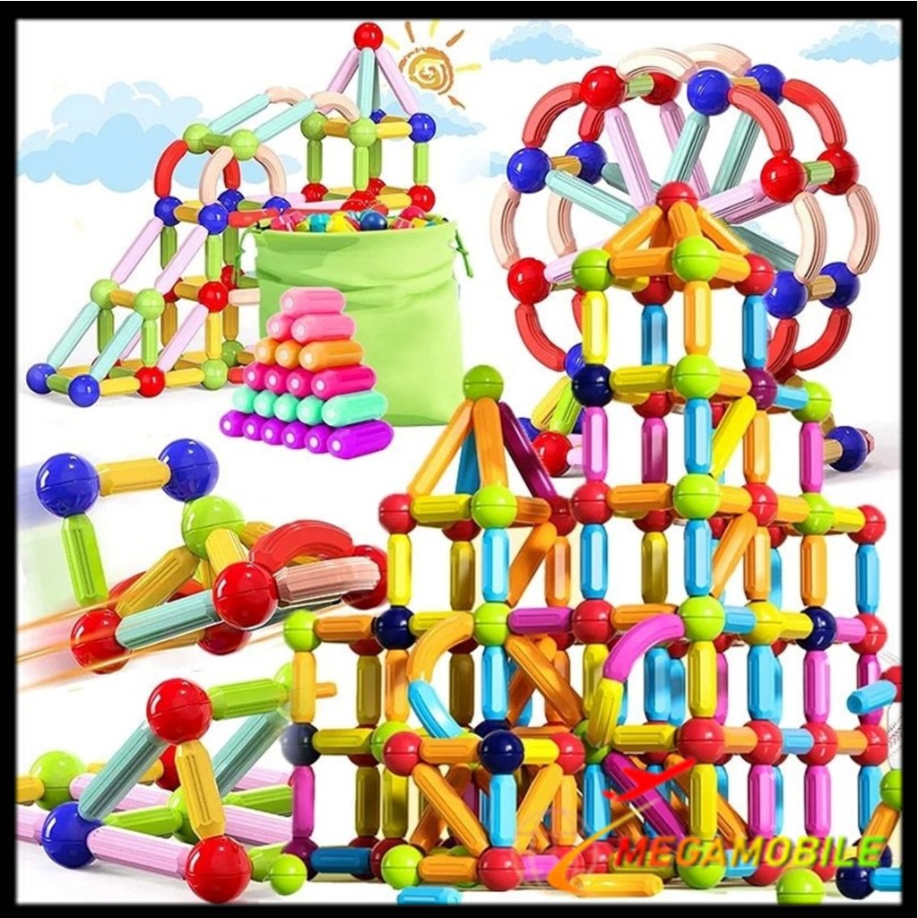 Jual MM - 64Pcs Set Mainan Magnet Stick Balls 42Pcs Magnetic Building 25 Pcs Blocks Edukasi ...