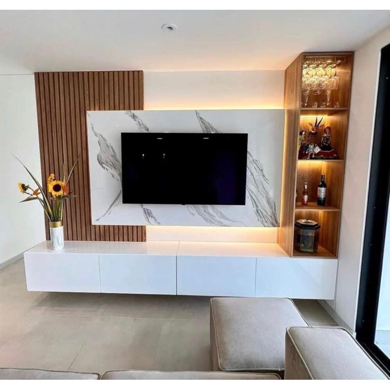 Jual backdrop tv minimalist full hpl | Shopee Indonesia