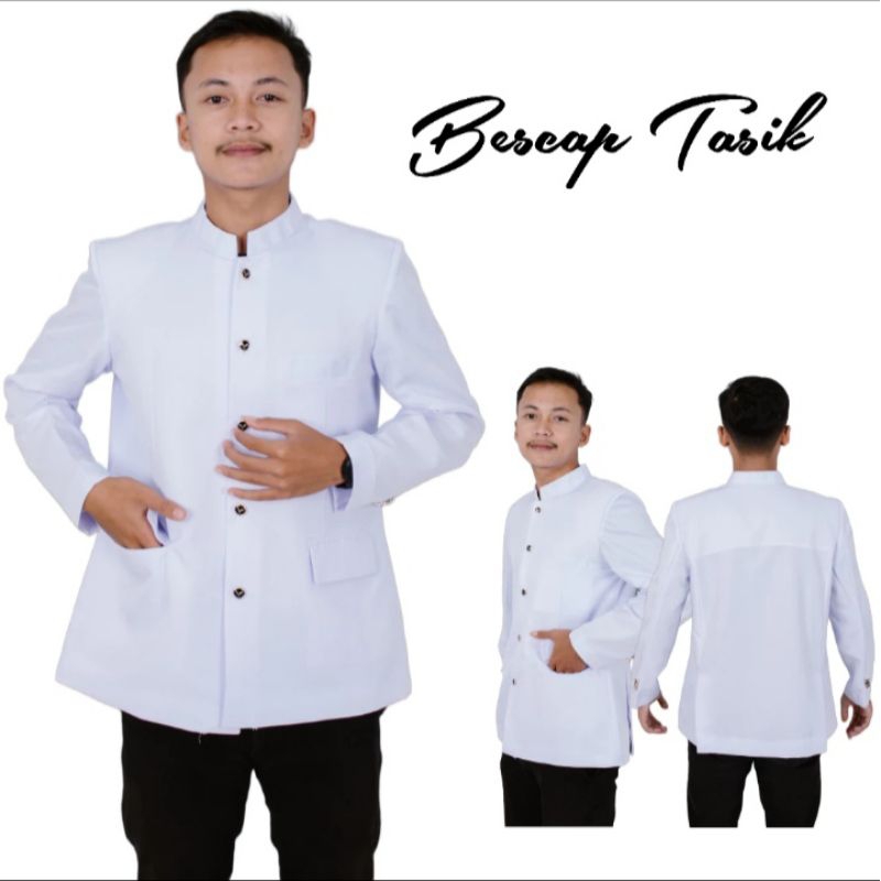 Jual Bescap Tasik || Jasko Polos Putih Premium Jas koko Pria Dewasa ...