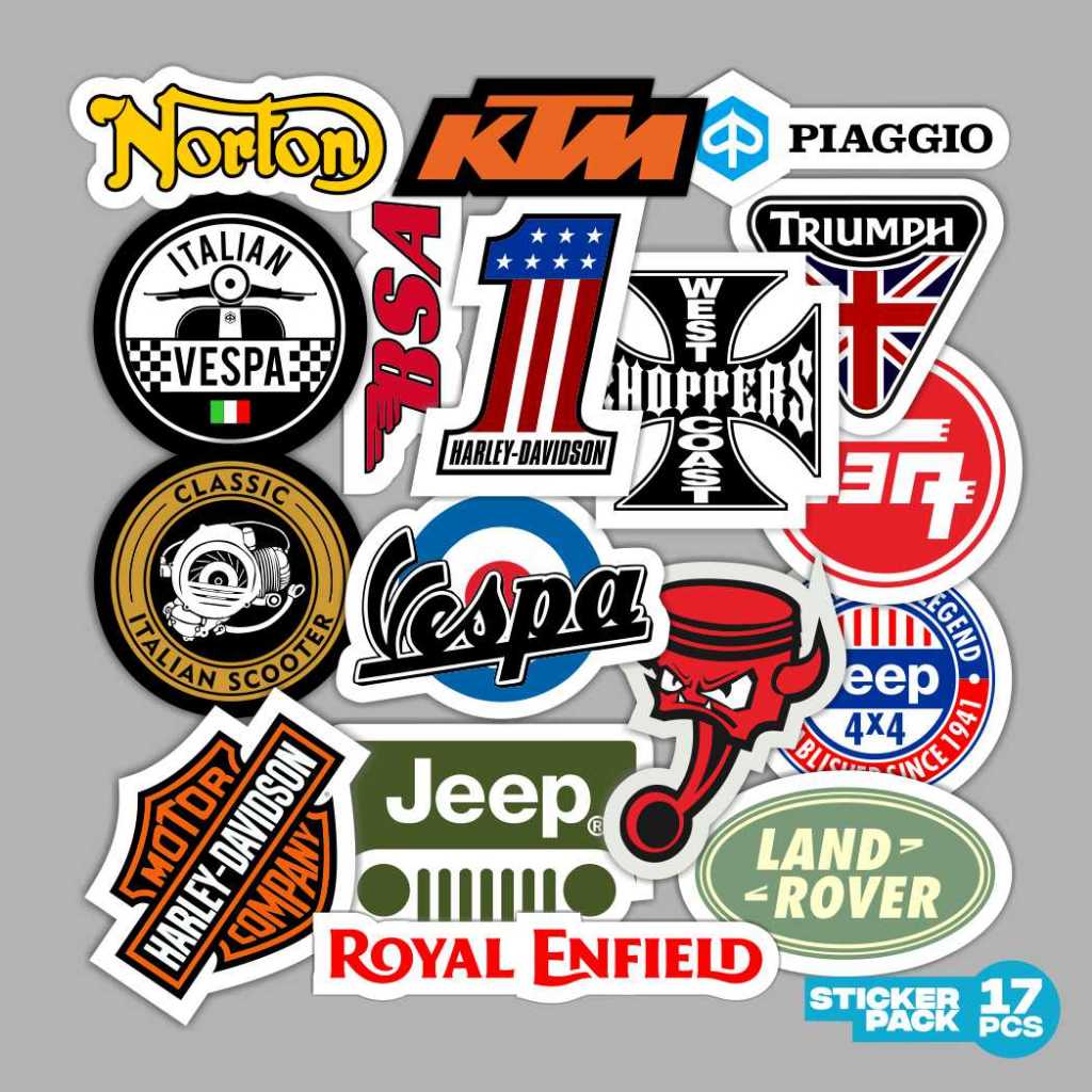 Jual 17 PCS Stiker Mobil Motor Otomotif Logo Stiker Laptop Sticker ...