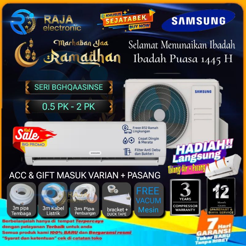 Jual AC SAMSUNG 1/2 PK 05TGHQ Gold fin Low voltage R32 + instalasi pemasangan | Shopee Indonesia