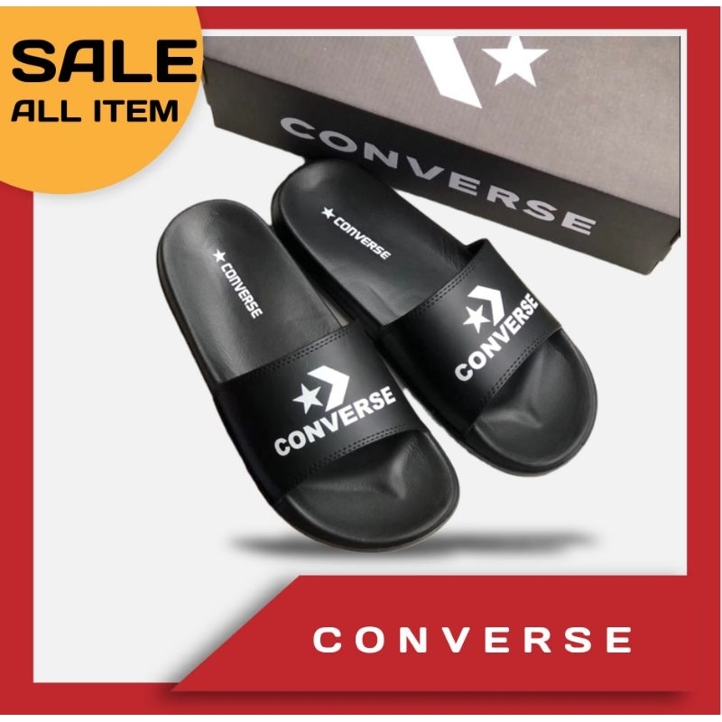 Jual SANDAL SLIDE SLOP CONVERSE PRIA HITAM SANDAL DISTRO PRIA SANDAL ...