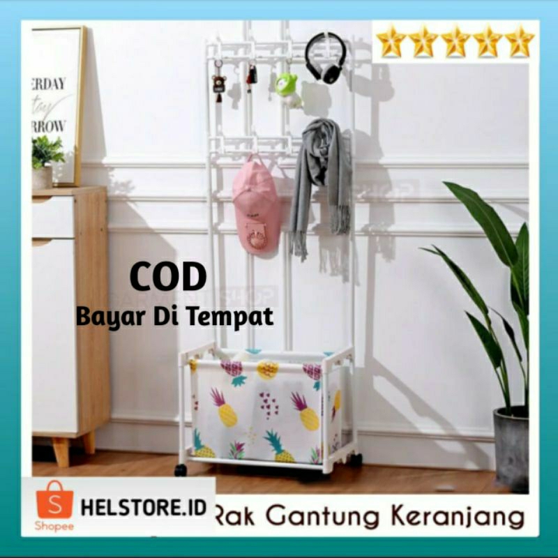 Jual STAND HANGER PAKAIAN DAN KERANJANG LAUNDRY PORTABLE / Rak Gantung ...
