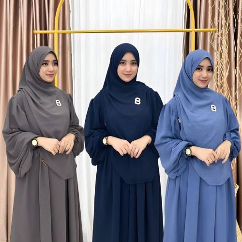 Jual Gamis set hijab Luna syar'i pasmina oval cringkel airflow premium ...