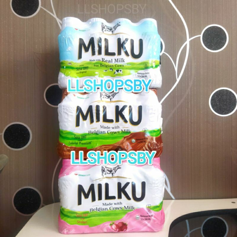 Jual susu milku 200ml coklat strawberry full cream putih 1 dus isi 12 ...