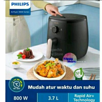 Jual PHILIPS HD9100/80 Air Fryer 800 Watt 3.7 Liter | Shopee Indonesia