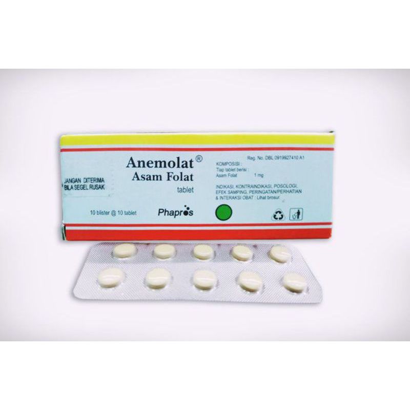 Jual ANEMOLAT 1MG ISI 10 TABLET (ASAM FOLAT) | Shopee Indonesia