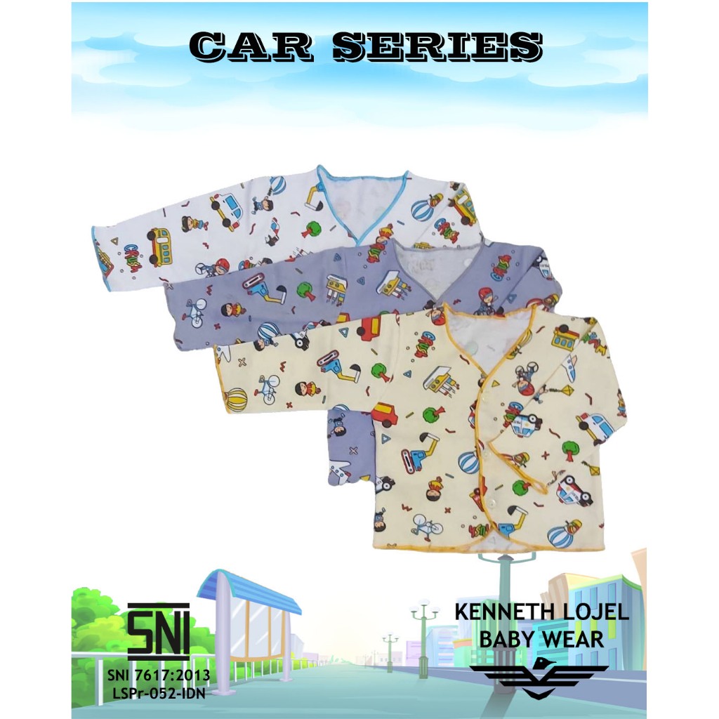 Jual Baju Bayi Neci Lengan Panjang Motif Kendaraan Car Kenneth Lojel ...