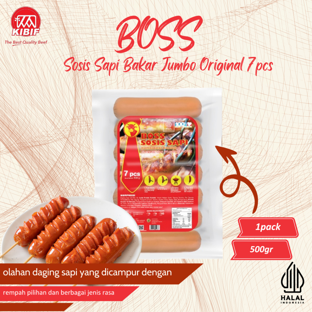 Jual BOSS Sosis Sapi Bakar Jumbo Original @ 7 Pcs | Shopee Indonesia