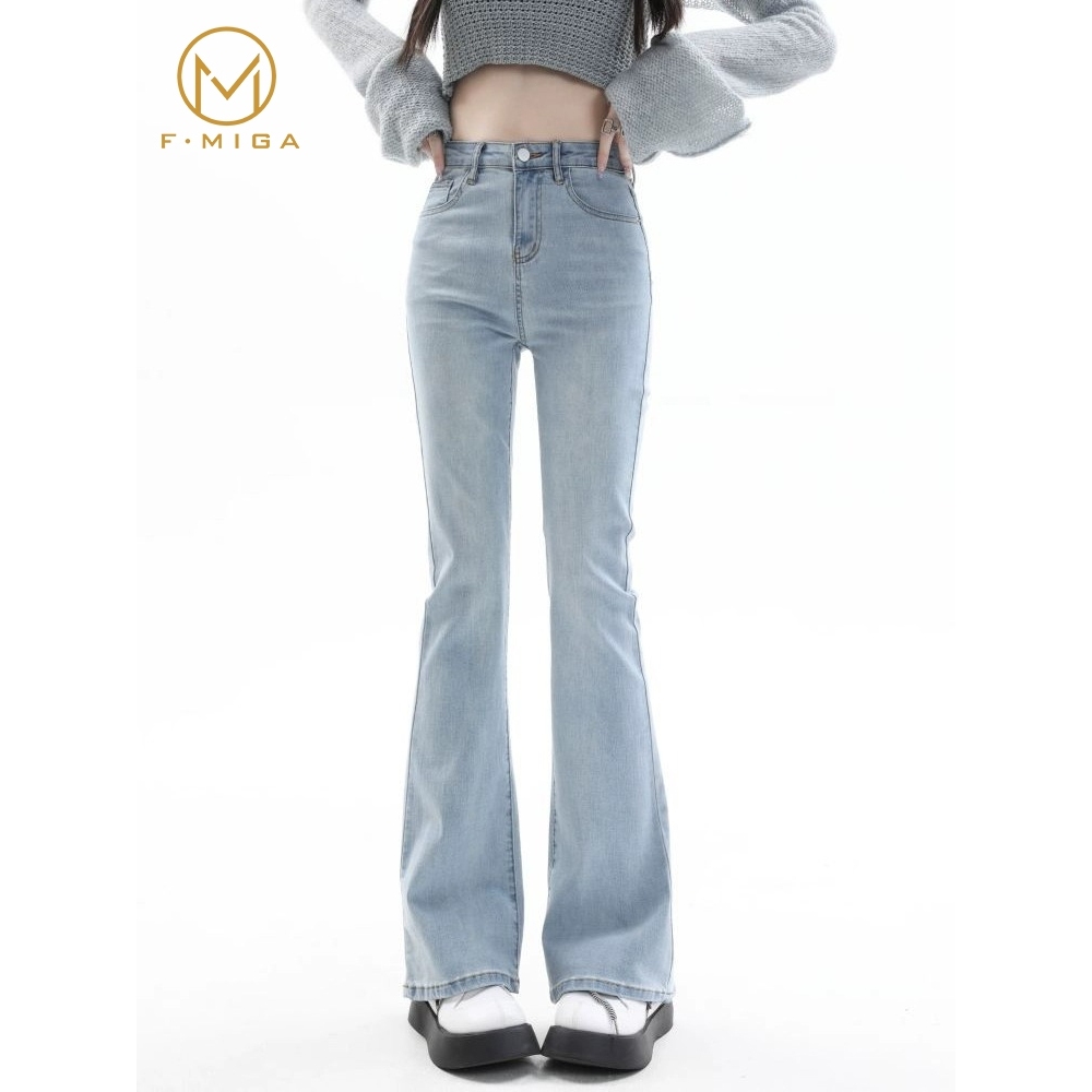 Jual F·MIGA C63 Biru Muda Highwaist Stretch Cutbray Celana Jeans ...