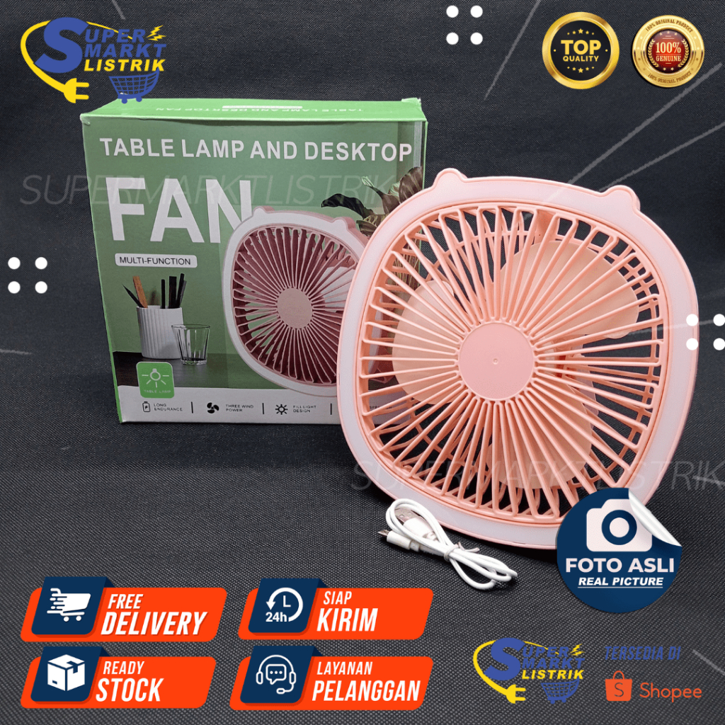 Jual Kipas Angin Meja Warna Pink Dilengkapi Dengan Lampu | Shopee Indonesia