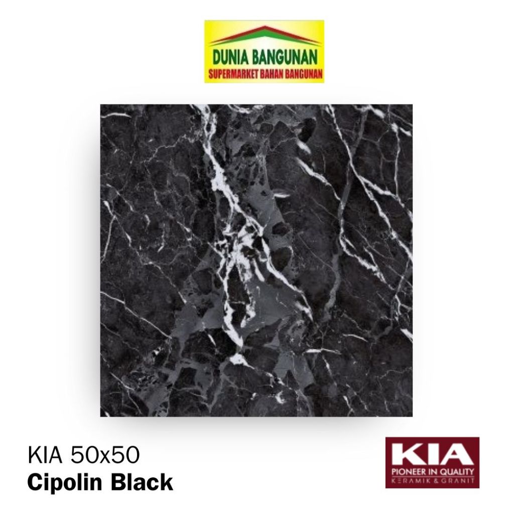 Jual Keramik KIA Cipolin Black 50x50 Keramik Lantai Glossy / Keramik ...