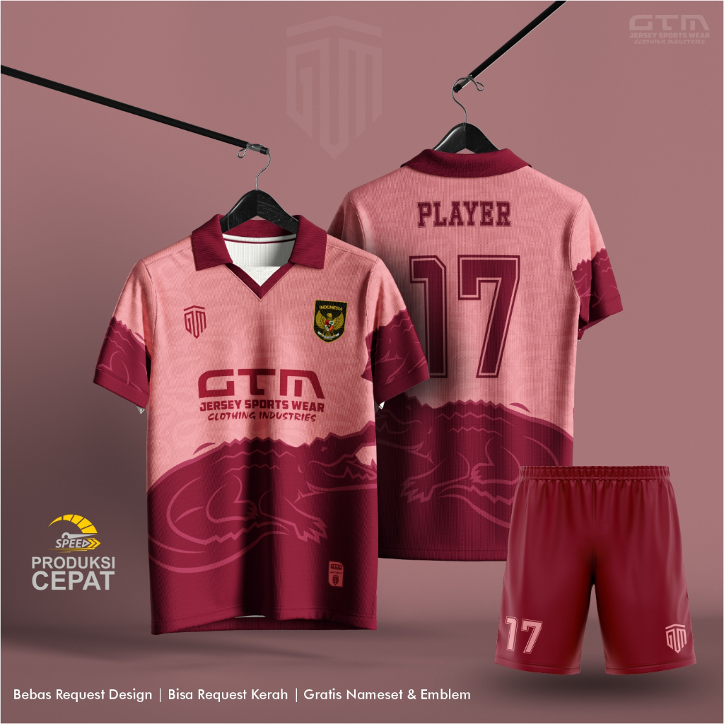 Jual JERSEY BOLA FUTSAL MAROON PINK KERAH RETRO ~ FREE CUSTOM DESIGN ...