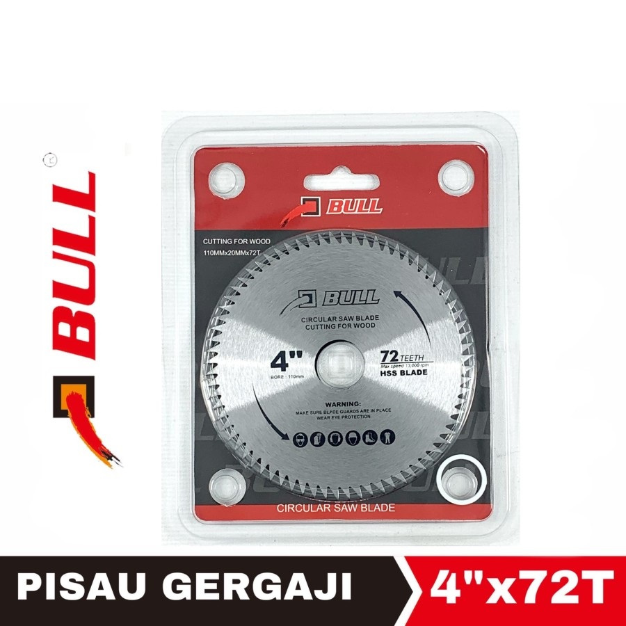 Jual BULL Circular Saw Blade 4 Inch x 72 T - Wood Mata Pisau Potong ...
