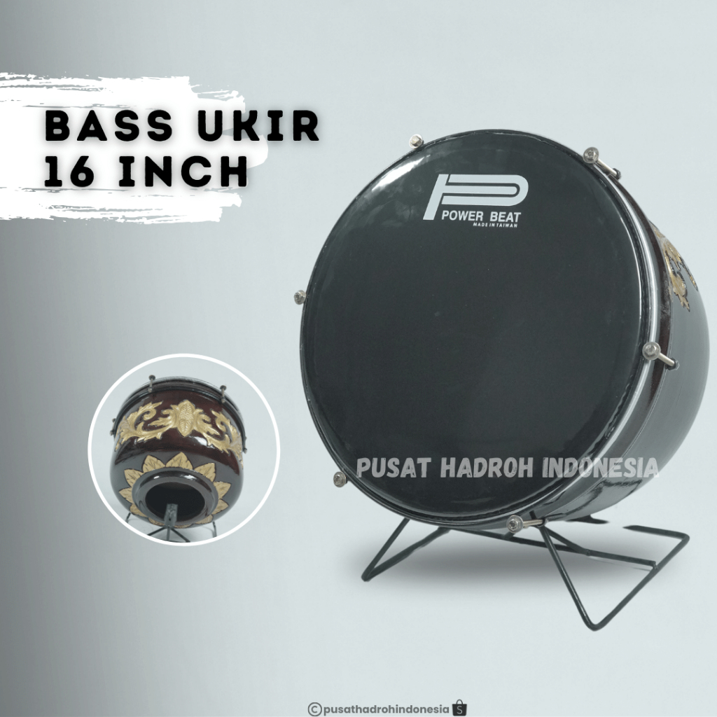 Jual Bass Hadroh Ukir Jepara Motif Ukir Ukuran 16 inch Bass Rebana ...
