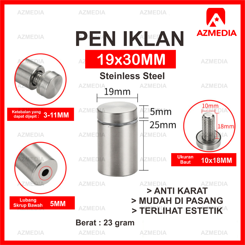 Jual PEN IKLAN 19x30 mm Figura Bingkai Akrilik Kaca Bahan Steinless ...