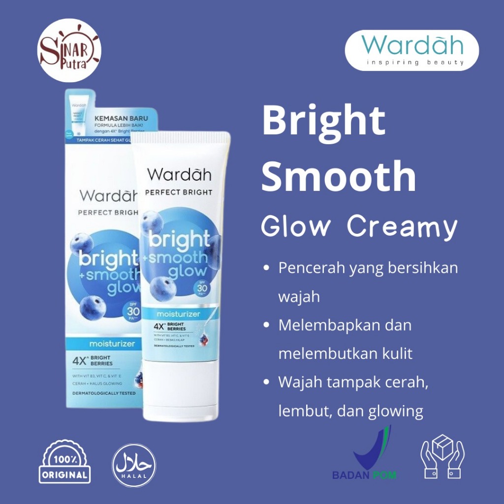 Jual Wardah Perfect Bright Bright+Smooth Glow Moisturizer SPF 30PA+++ (Kemasan Baru) | Shopee ...