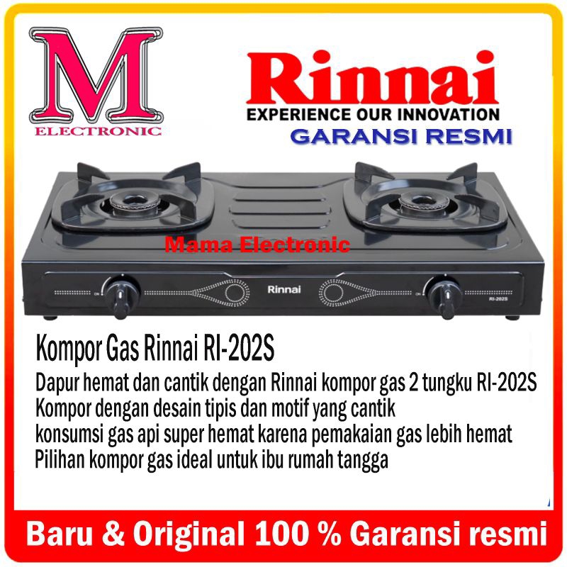 Jual Kompor Gas Rinnai RI202S - 2 Tungku / Kompor Rinnai 2 Tungku RI ...