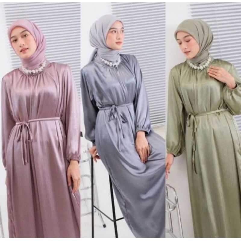 Jual LUNA DRESS BAHAN GRADENZA SHIMER SILK PREMIUM TIDAK NERAWANG/DRESS SHIMER | Shopee Indonesia