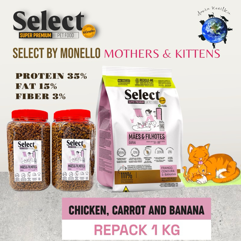 Jual Select By Monello Mother & Kitten Super Premium Cat Food (REPACK 1 ...
