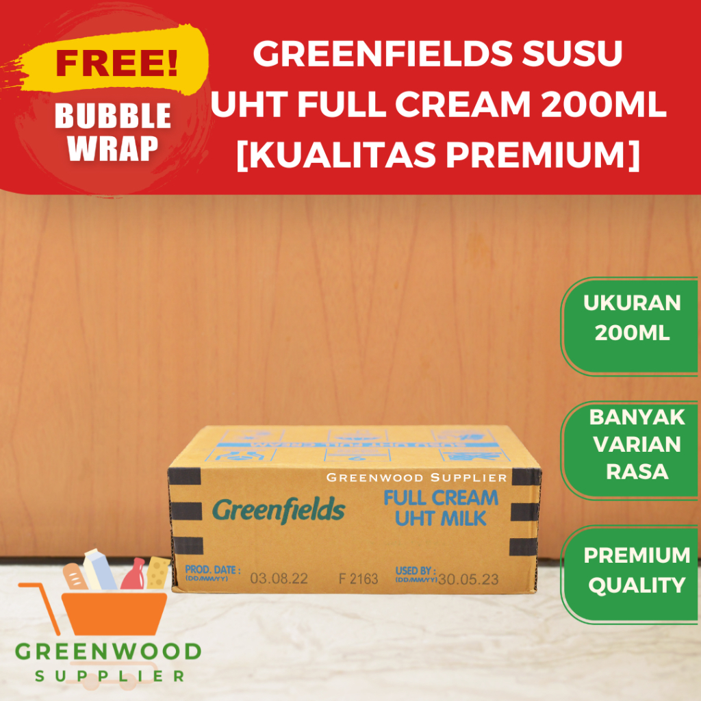 Jual Greenfields Susu UHT Full Cream 200ML - Pcs | Shopee Indonesia