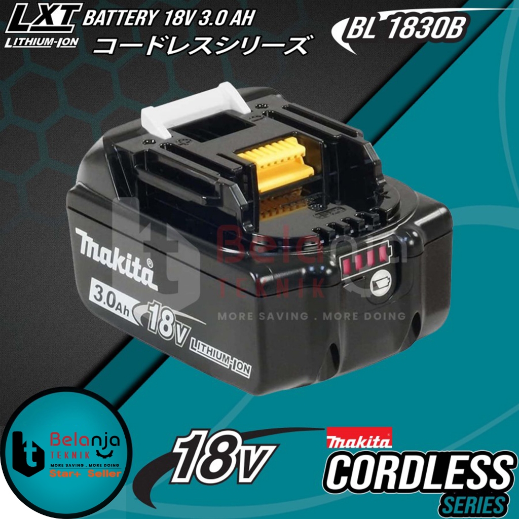 Jual Makita Battery 18V 3Ah BL 1830 B Baterai 18 V Lithium Ion BL1830B ...