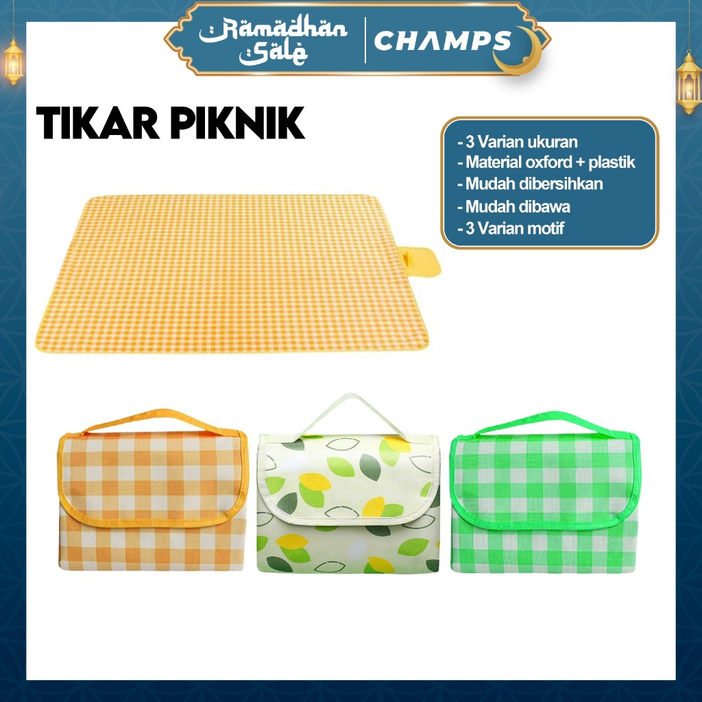 Jual CHAMPS Tikar Piknik Tebal Waterproof Alas Kemah Outdoor Pantai ...
