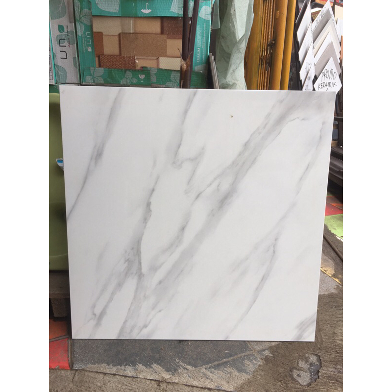 Jual keramik 60x60 kilap glossy model granit putih carara cutting rectified habitat milan ...