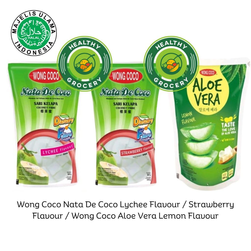 Jual Wong Coco Aloe Vera Lemon Flavour / Wong Coco Nata De Coco Cubes Strawberry / Wong Coco ...