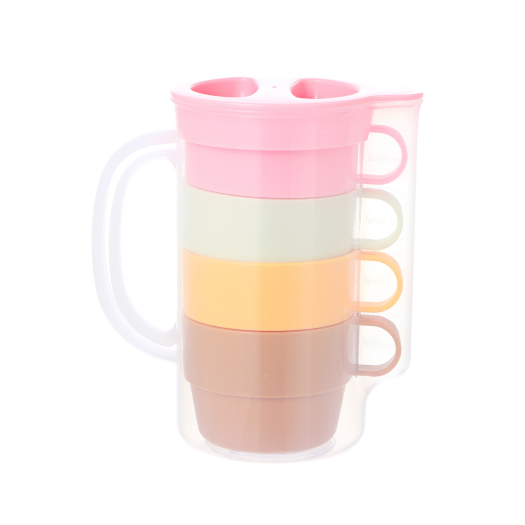 Jual 1000ml Pitcher Set 5 in 1 Pitcher Plastik 1L + 4 Cangkir Teko ...
