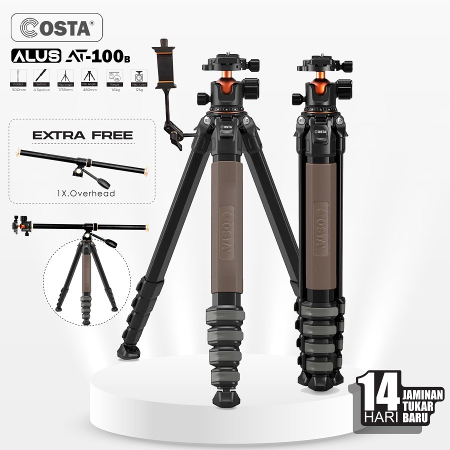 Jual COSTA Alus AT-100B Tripod Ball Head Combine Flatlay Overhead Mount ...