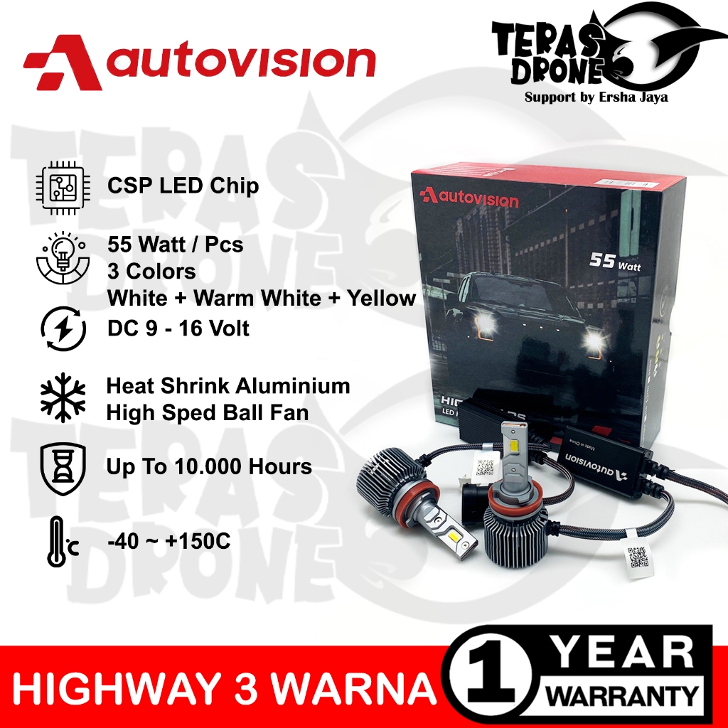 Jual LED Autovision Highway RS H4 H8 H9 H11 H16 HB4 - 55 Watt - LED 3 ...
