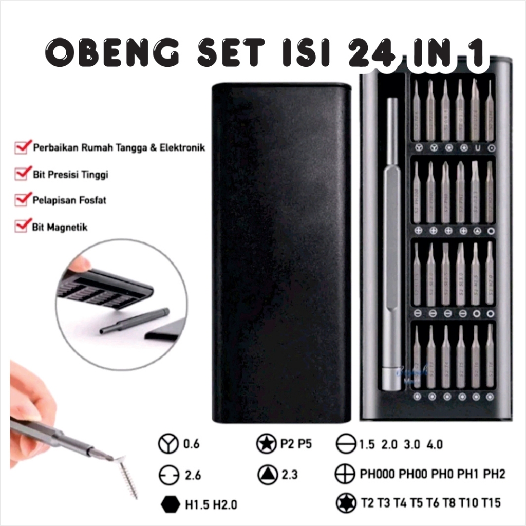 Jual Obeng Set Premium 24 Bits | 24 in 1 Precision Screwdriver Kit ...