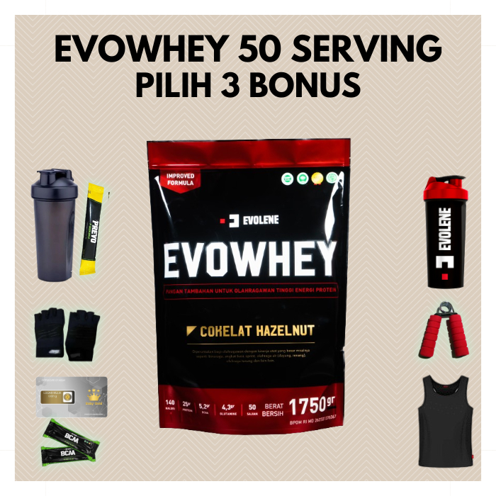 Jual EVOWHEY 50 SERVING / 1,75 KG SUSU PROTEIN EVOLENE 50 SACHET ...