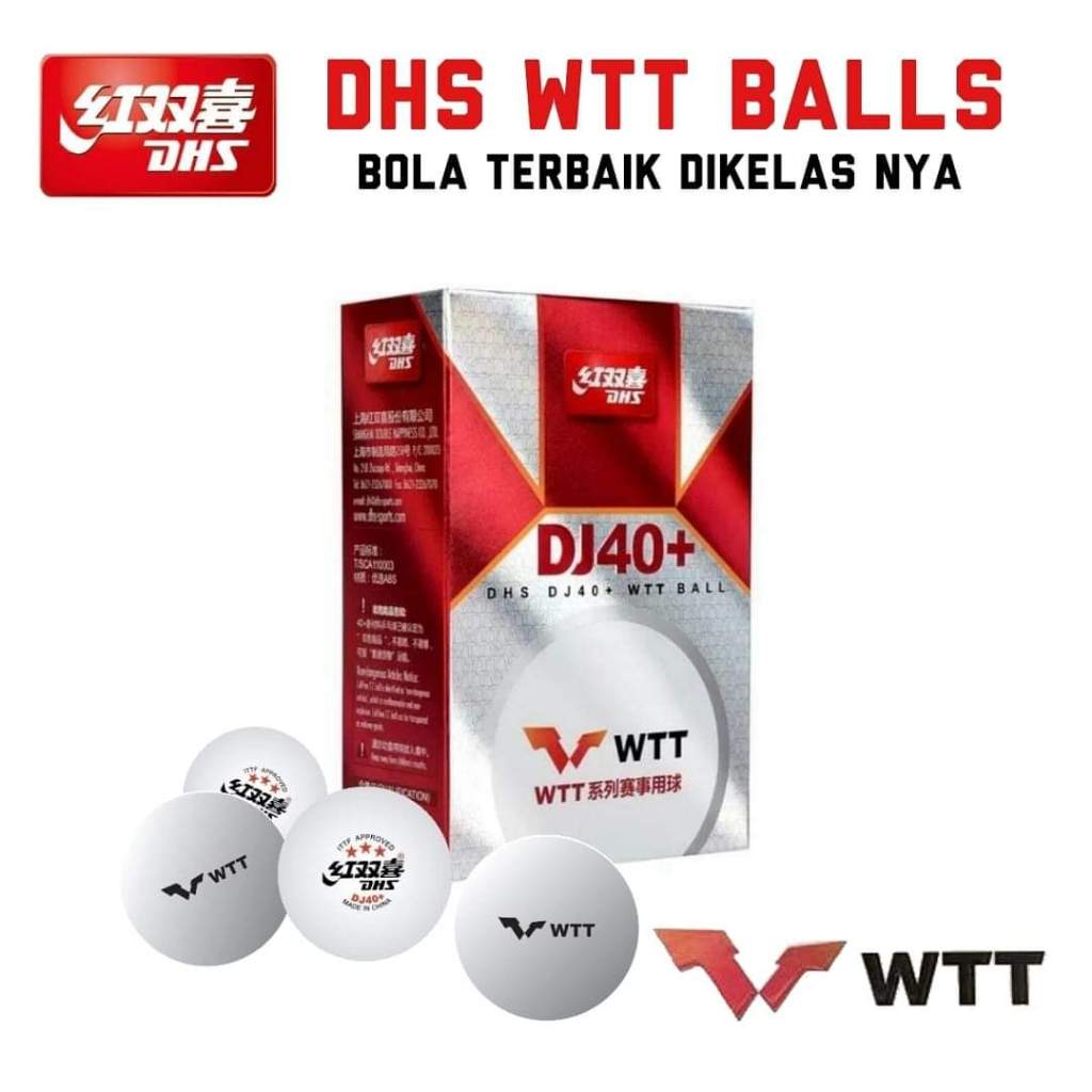 Jual ORIGINAL ! Table Tennis DHS WTT 3 STAR DJ40+ 3star ITTF WORLD BALL 6 PCS WHITE | Shopee ...