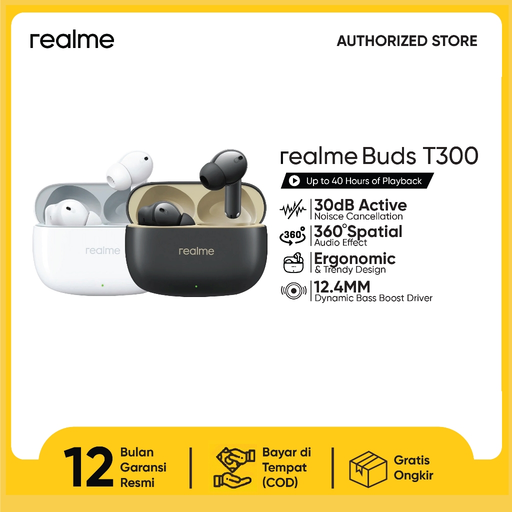 Jual Realme Buds T300 Garansi Resmi 12 4mm Dynamic Bass Driver 30db