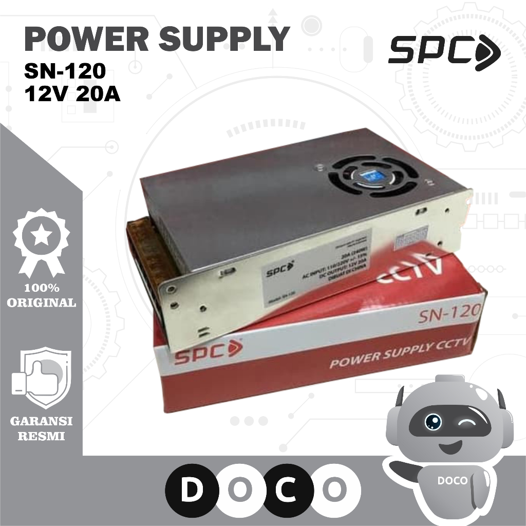 Jual SPC Power Supply SN-120 CCTV Jaring 12v 20A PSU Adaptor PC ...