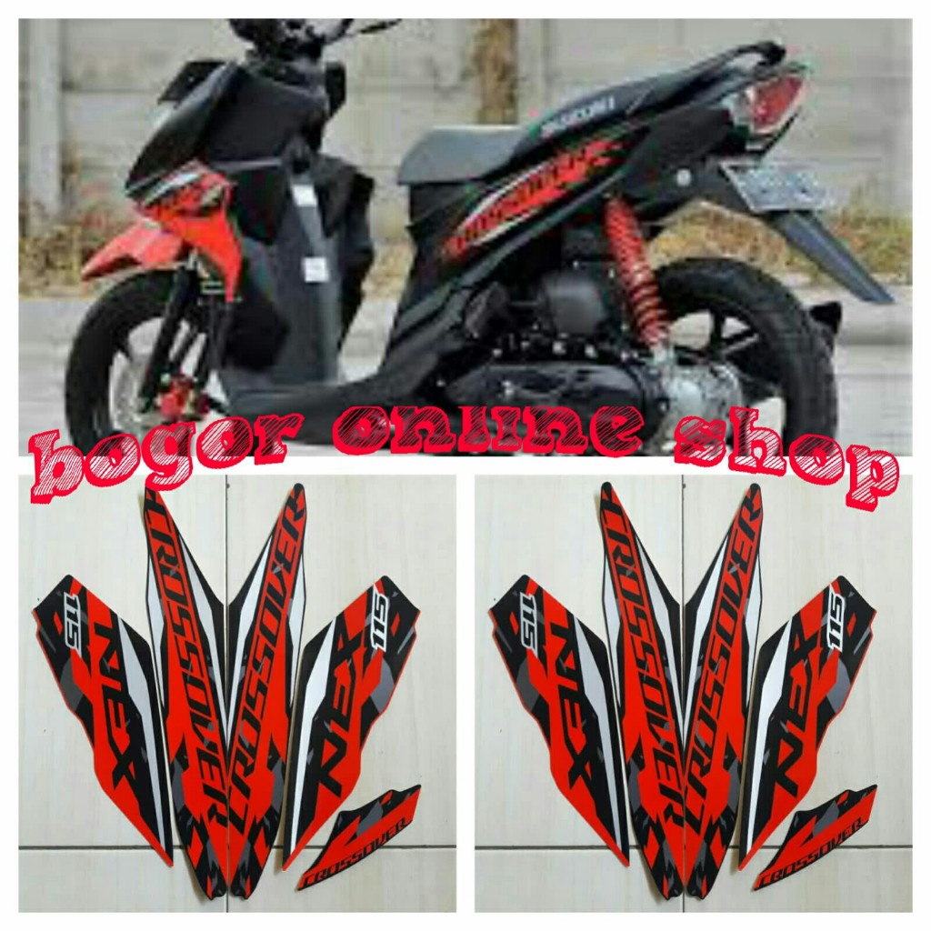 Jual sticker striping body motor suzuki nex crossover 115 2021 hitam ...