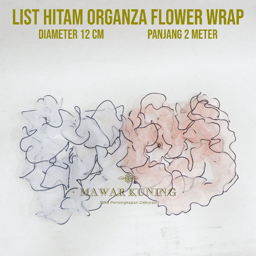 Jual [ 12 CM X 2 M ] List Hitam Organza Flower Wrap / Wrapping Korean ...