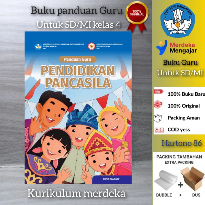 Jual Buku panduan GURU pendidikan Pancasila/PKN untuk SD/MI kelas 4 kurikulum merdeka/Kumer ...