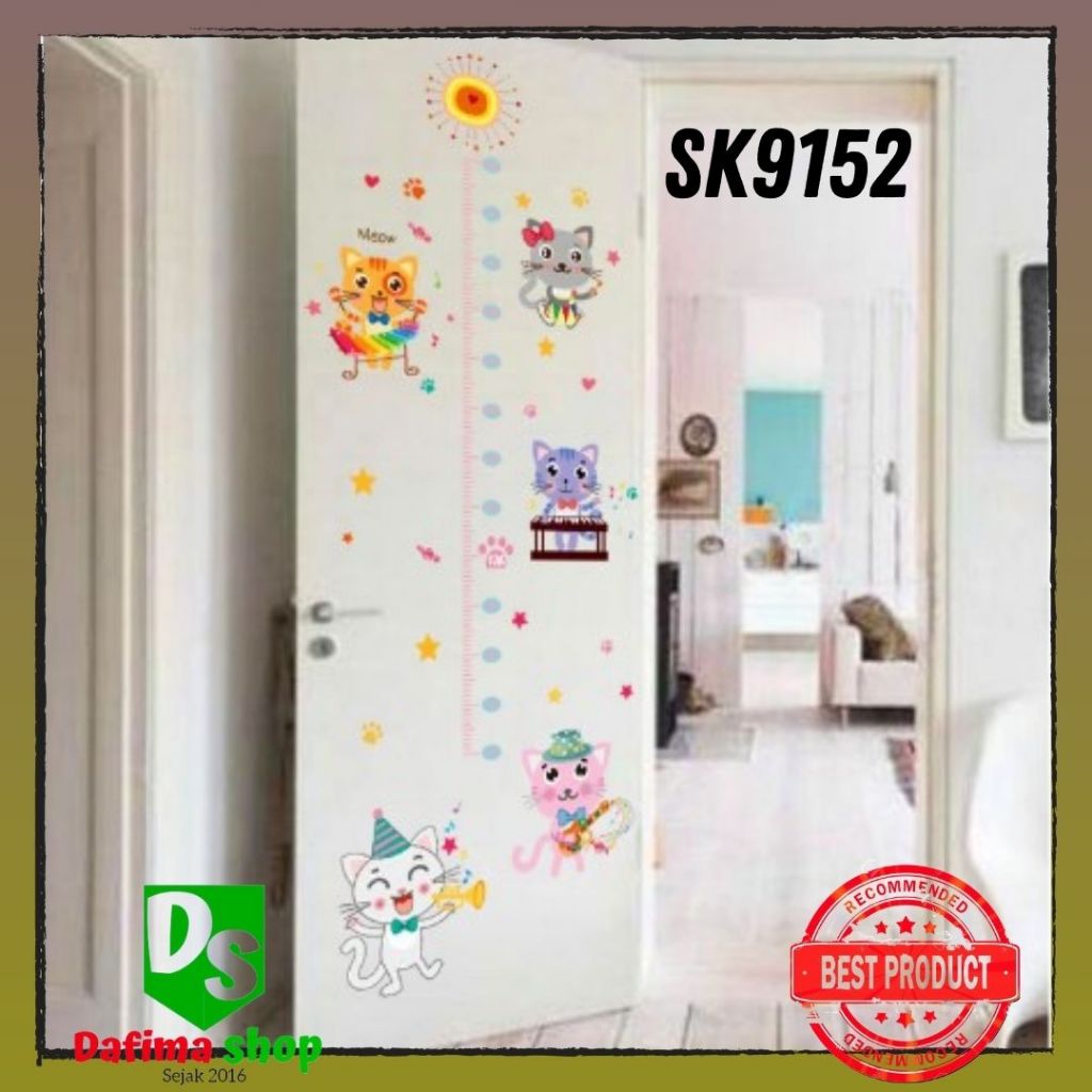Jual Wall sticker Dinding Uk.60x90 Pengukur tinggi Badan Kartun Kucing ...