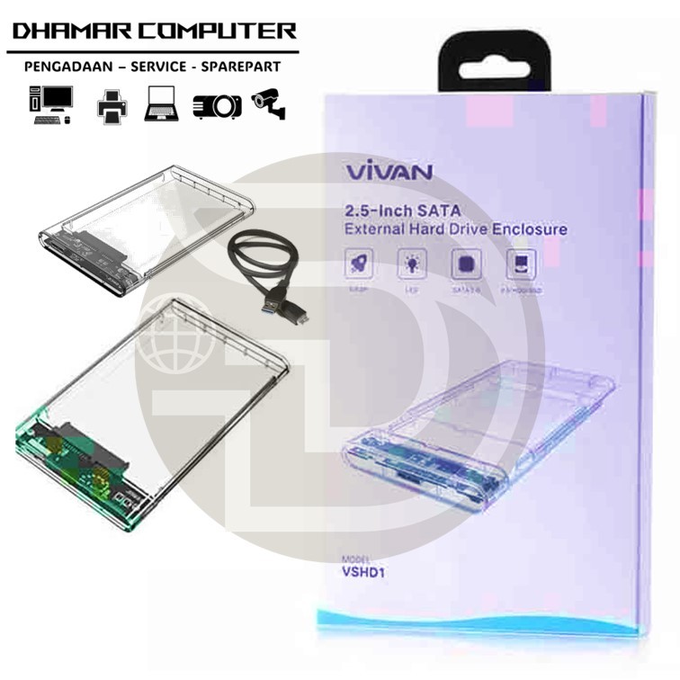 Jual Casing Hardisk Eksternal Vivan VSHD1 External Case HDD Enclosure Transparent 2.5 Inch SATA ...