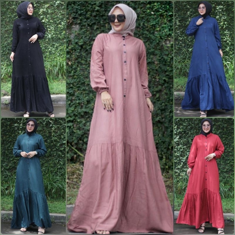 Jual gamis polos warna navy Orange merah hitam jotol slim twill ori ld ...