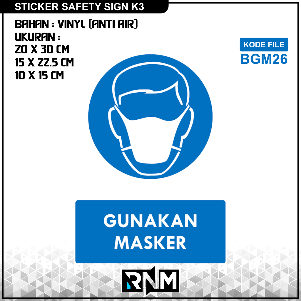Jual STICKER SAFETY SIGN RAMBU K3 GUNAKAN MASKER | Shopee Indonesia