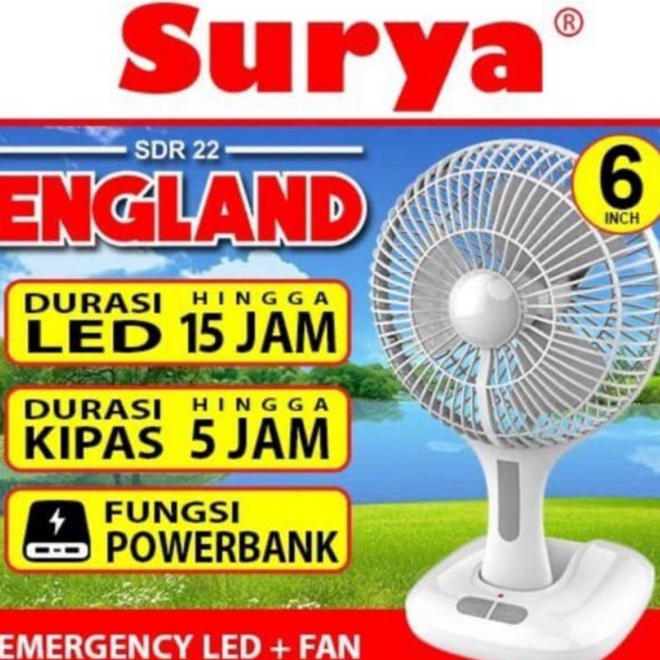 Jual Kipas Angin Portable Lampu Emergency LED SURYA ENGLAND LUBY L688 ...