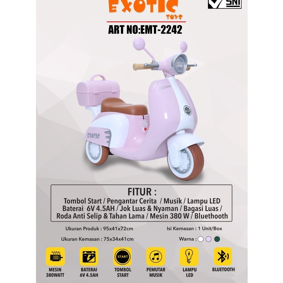 Jual Motor Aki Exotic EMT 2242 Model Vespa Mainan Anak Motoran ...