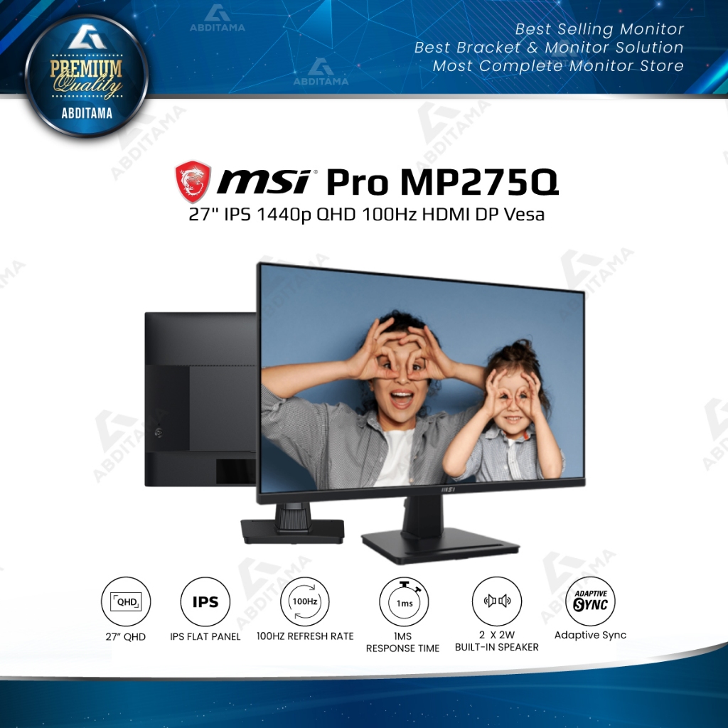 Jual Monitor LED MSI Pro MP275Q 27" IPS 1440p QHD 100Hz HDMI DP Vesa ...