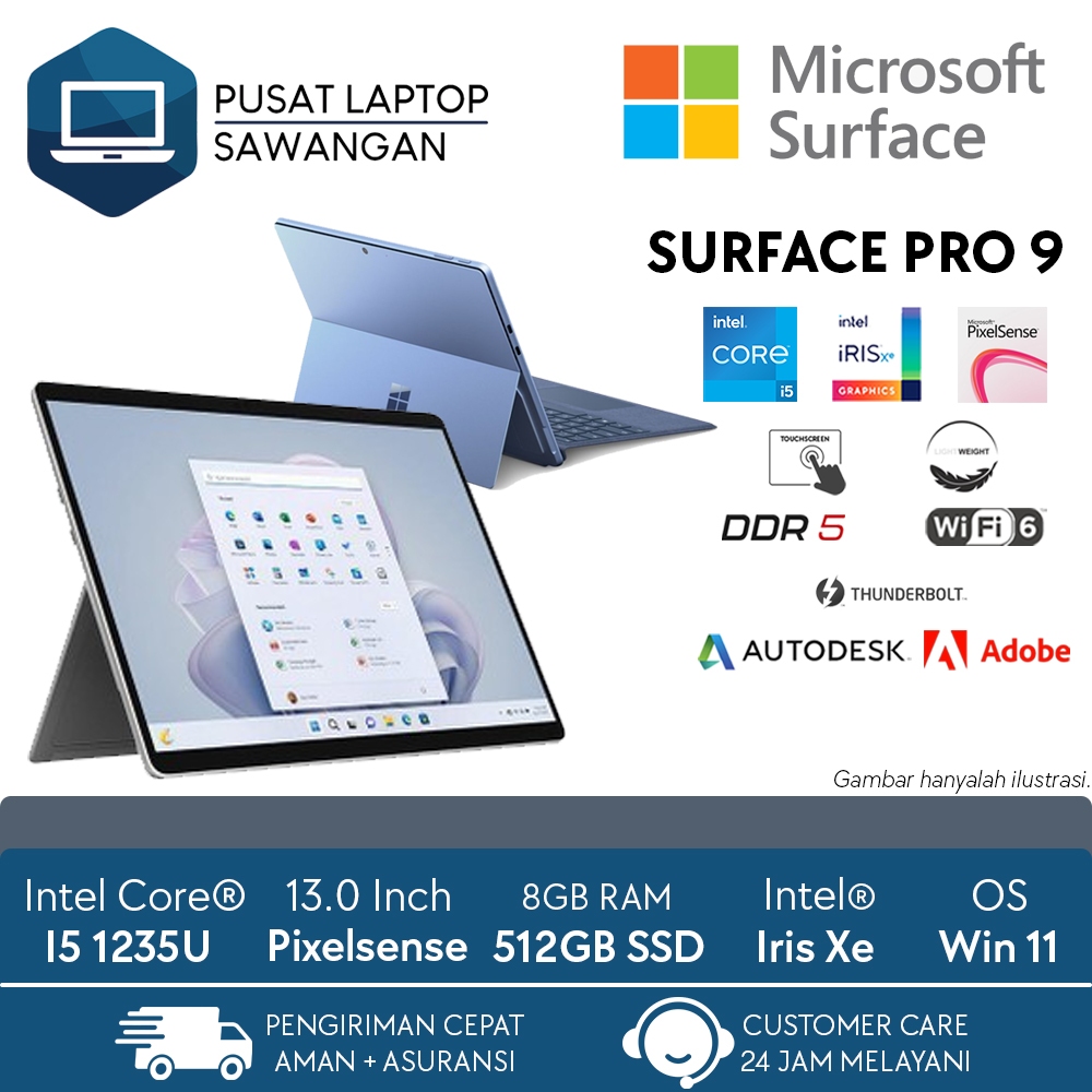 Jual Laptop Microsoft surface pro 9 Intel core i5 1235u Ram 16GB ddr5 ...