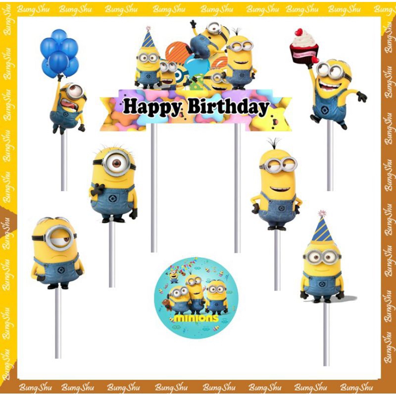 Jual Toper kue Minions, hiasan kue ulangtahun minions, topper karakter ...